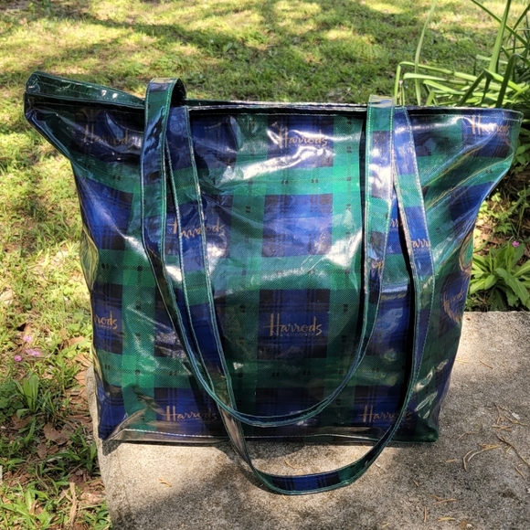 Harrods | Bags | Vintage Harrods Green And Blue Tote Bag Circa 99 ...